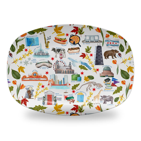 Chicago Alphabet Pattern 14" DecoWare Polymer Platter - Dishique