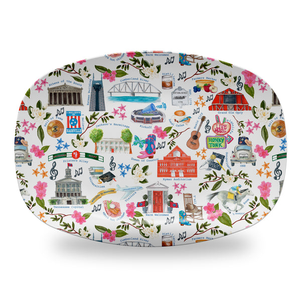 Nashville Alphabet Pattern 14" DecoWare Polymer Platter - Dishique