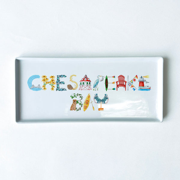 Chesapeake Bay Icons Typography Tray 10.5" Long - Dishique