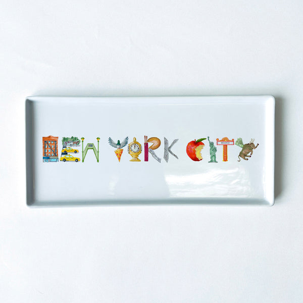 New York City Icons Typography Tray 10.5" Long - Dishique