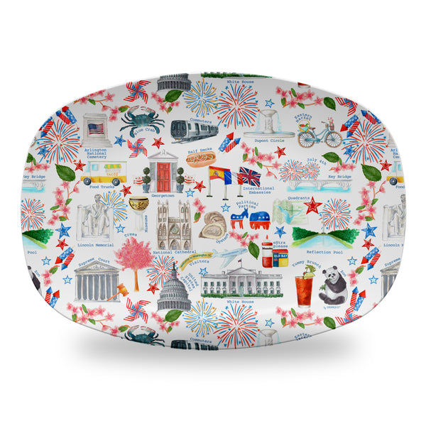 Washington DC Alphabet Pattern 14" DecoWare Polymer Platter - Dishique